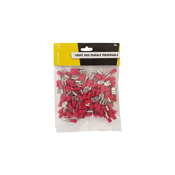 T/ZONE 100PC RED FEMALE TERMINALS