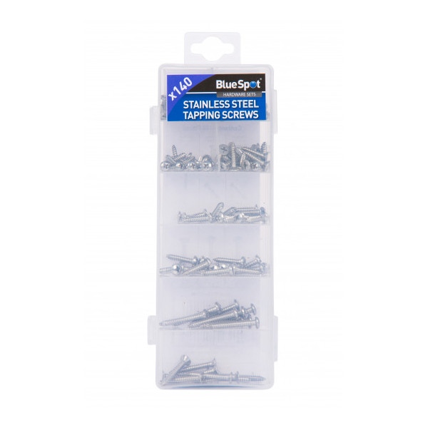 BlueSpot 140 Pce Assorted Stainless Steel Tapping Screw Set