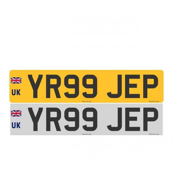 Pair UK Union Jack Number Plates Oblong 520 x 111mm
