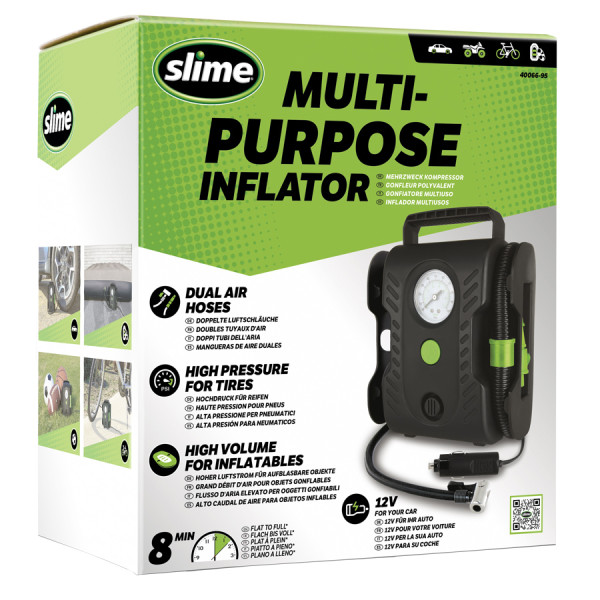 Slime Tyre & Inflatable inflator with two hoses
