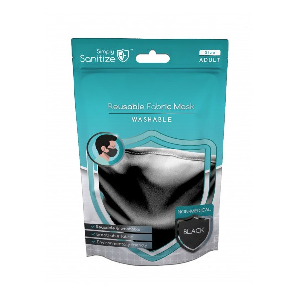 Simply Sanitize - REUSABLE Fabric Face Mask BLACK